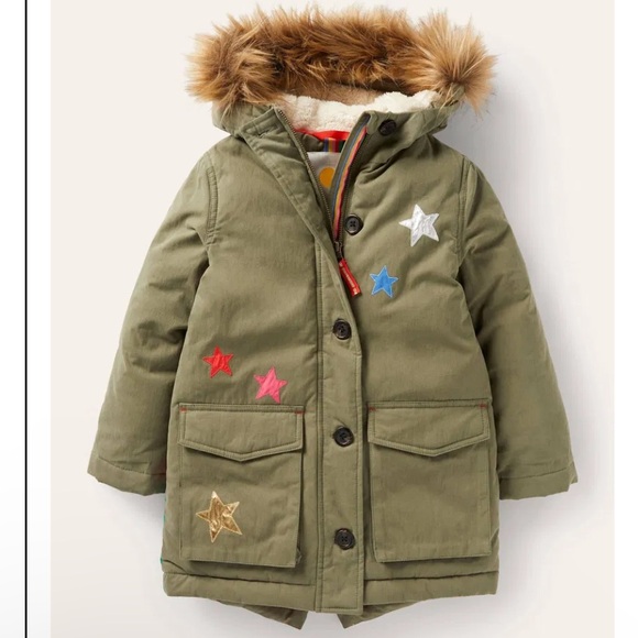 Mini Boden | Jackets & Coats | Nwt Mini Boden Cozy Rainbow Star Parka ...